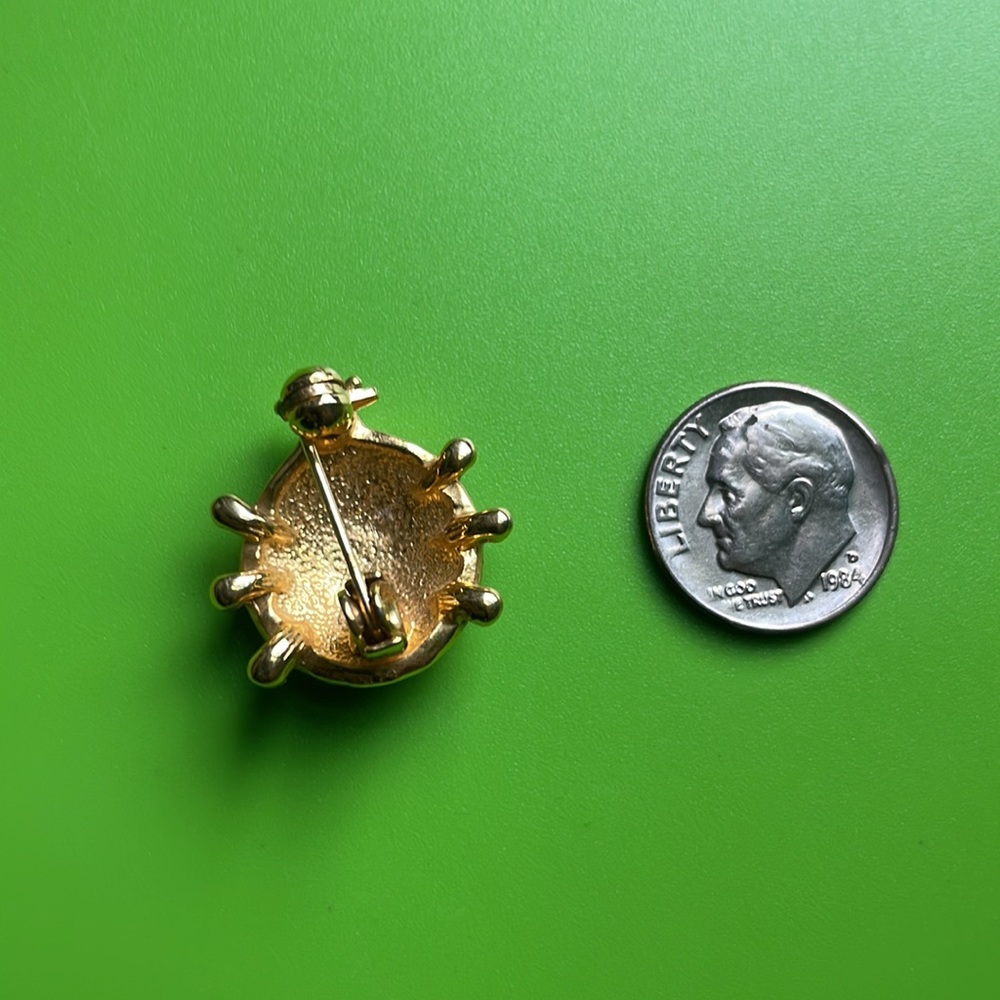 [Vintage] Petite Enamel And Crystal Ladybug Pin - Gem